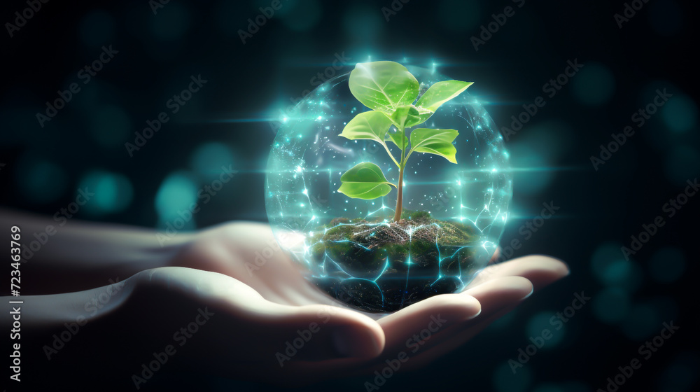 vector realistic world environment day concept, 3d rendering hand ...