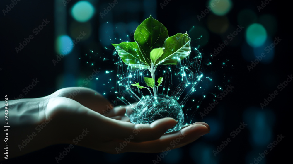 vector realistic world environment day concept, 3d rendering hand ...