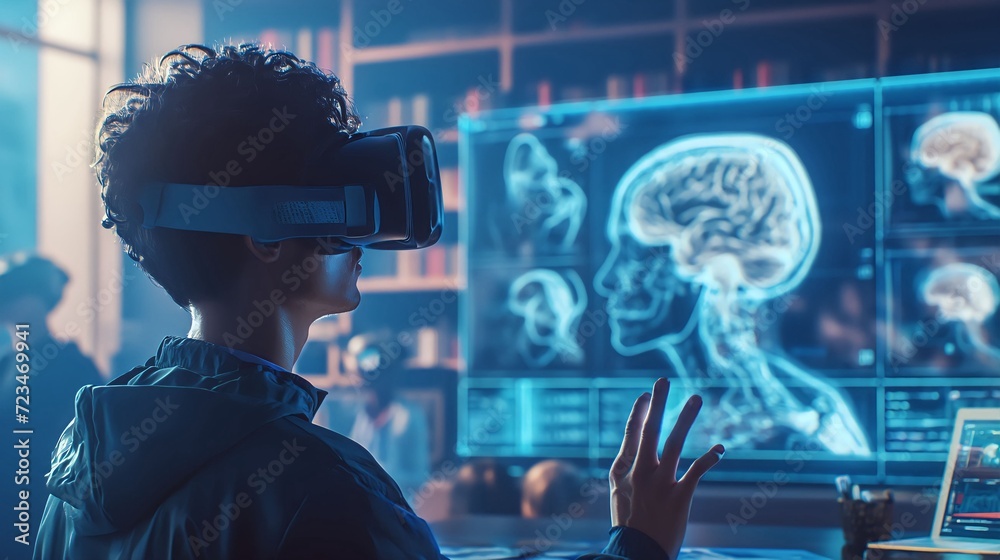 virtual reality 3d augmented experience exited digital generate man ...