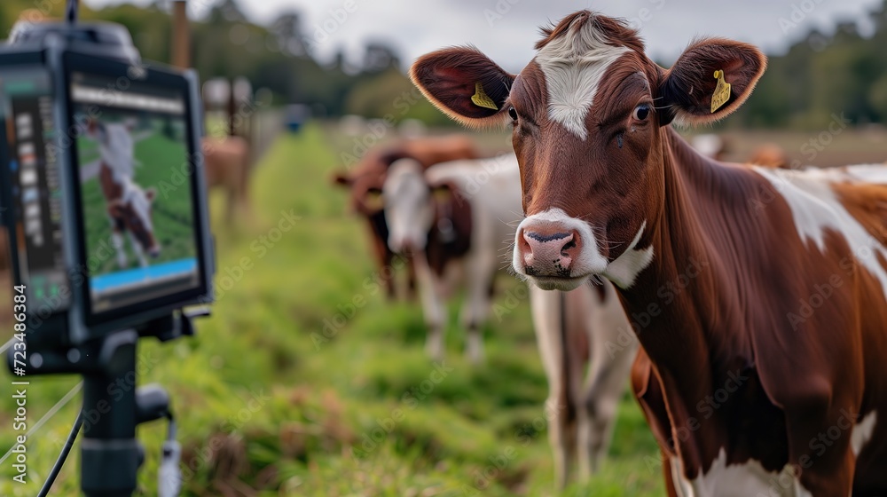 Automated Livestock Monitoring System on a Farm Stock Illustration ...