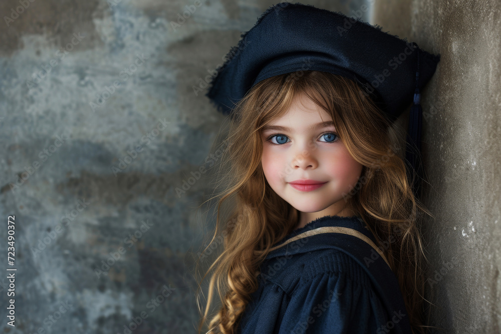 Kids in graduation cap with wearing kindergarten graduation costume ...