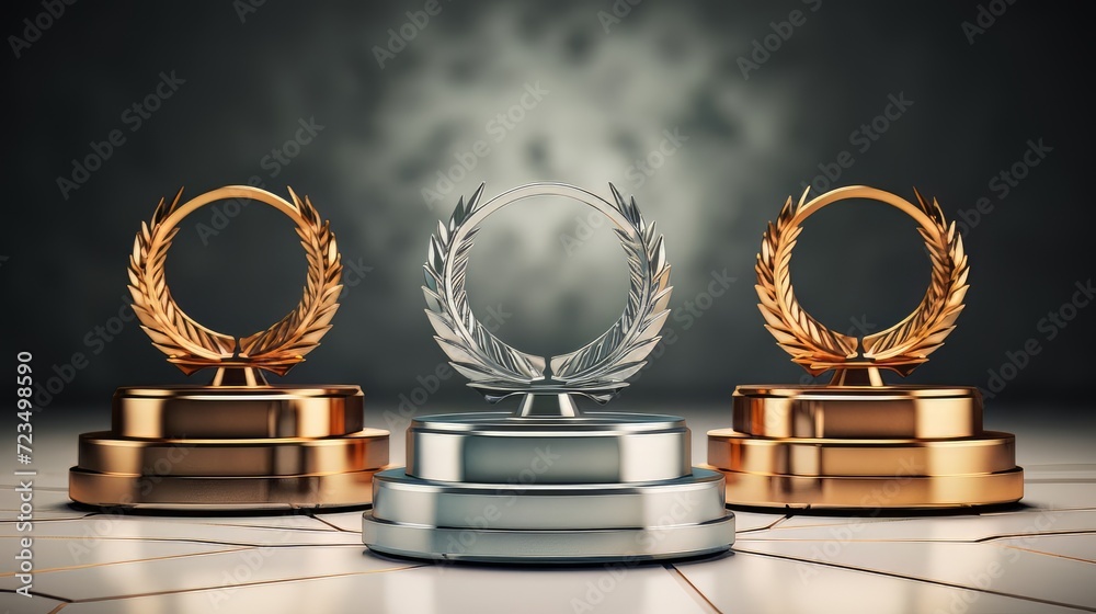 Winner award podium prize silver gold trophy win champion pedestal ...