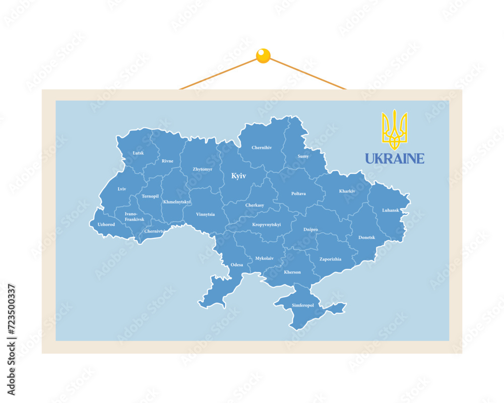 Detailed map of ukraine with cities and region's borders. Stock Vector ...