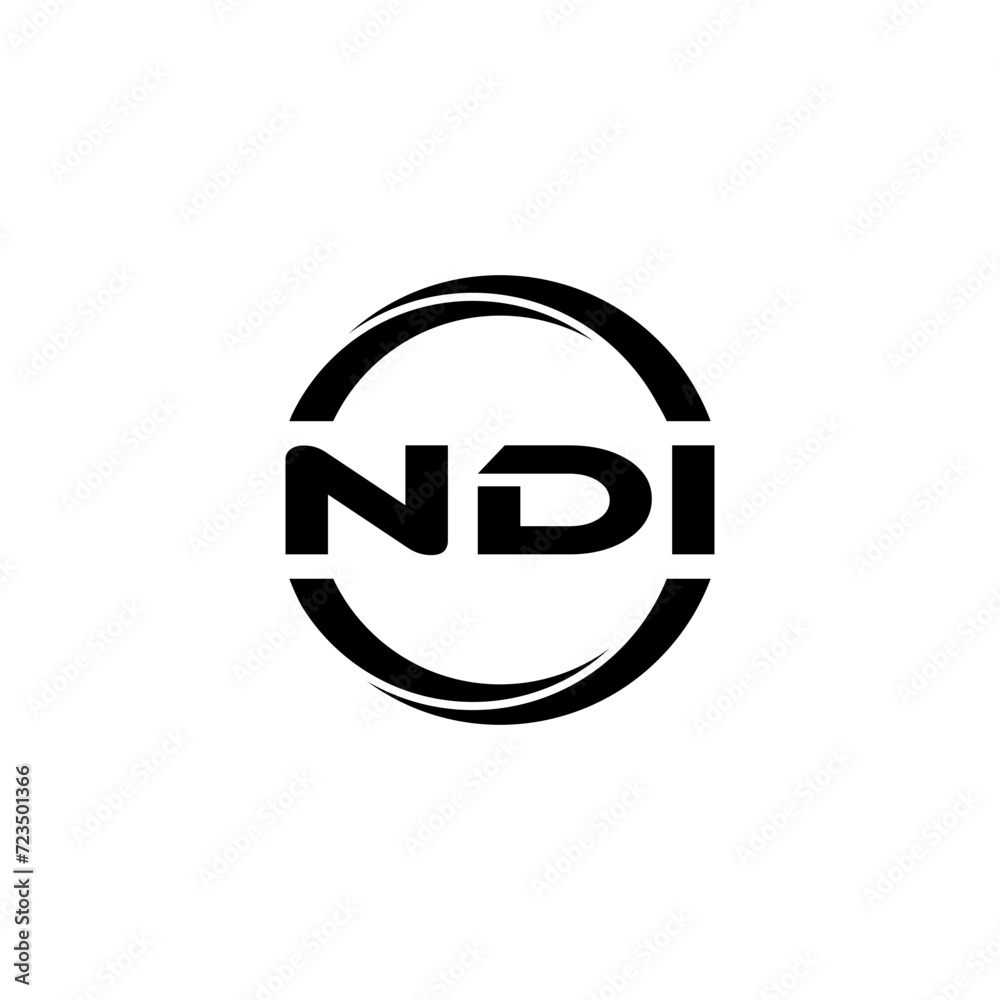 NDI letter logo design with white background in illustrator, cube logo ...