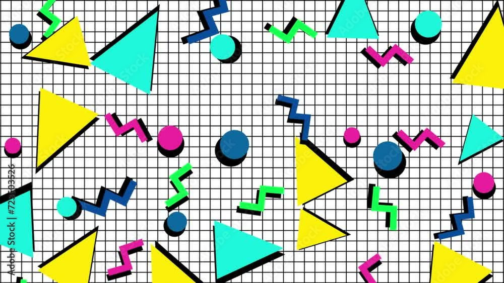 90's style background animation Geometric seamless loop pattern. Retro ...