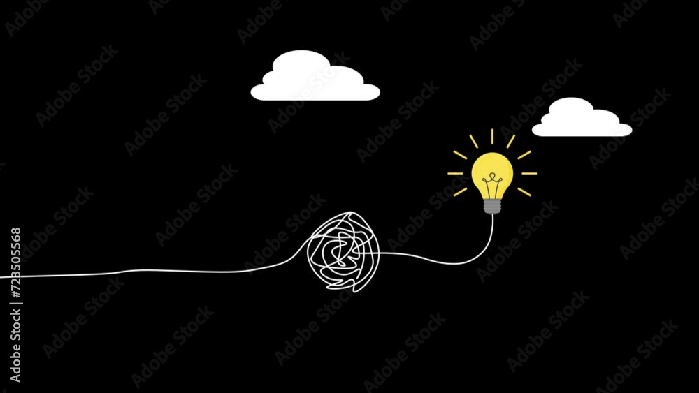 Complexity to creative idea or light bulb concept with continuous line ...
