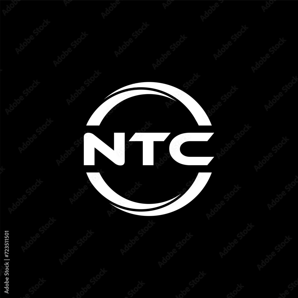 NTC letter logo design with black background in illustrator, cube logo ...