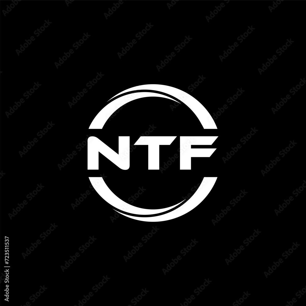 NTF letter logo design with black background in illustrator, cube logo ...