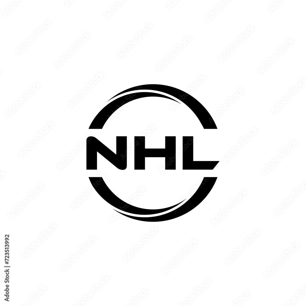 NHL letter logo design with white background in illustrator, cube logo ...