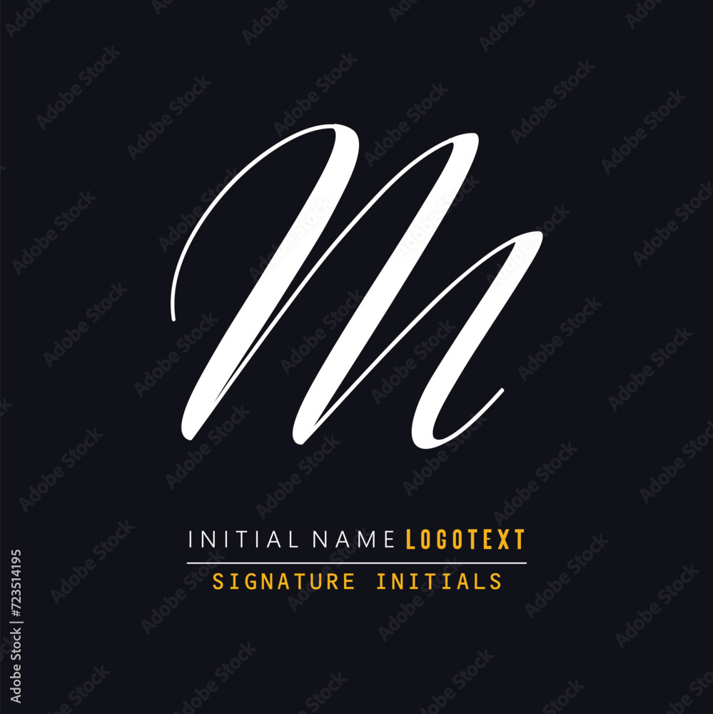 M Letter Signature Logo - Initial Alphabet for M - Hand Drawn M Logo ...
