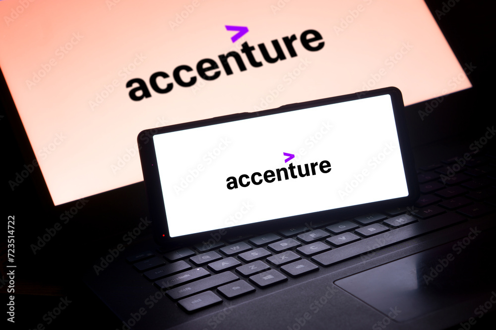 Dhaka, Bangladesh - 29 January 2024: Accenture plc logo display on ...