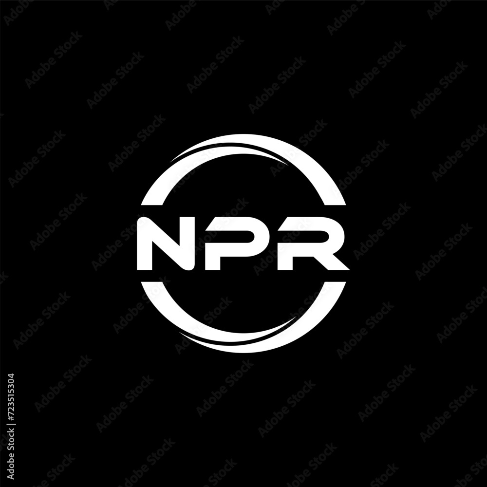 NPR letter logo design with black background in illustrator, cube logo ...