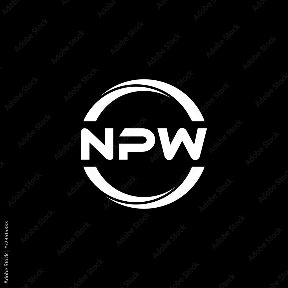 NPW letter logo design with black background in illustrator, cube logo ...