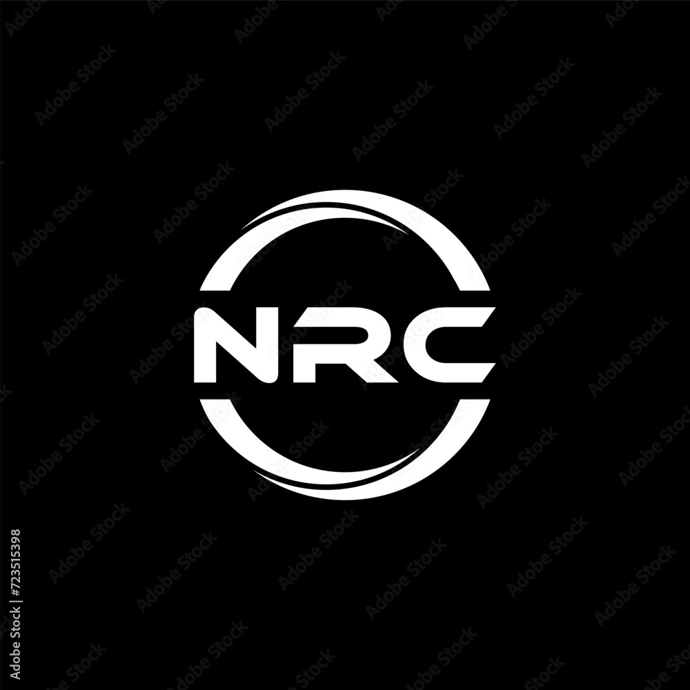 NRC letter logo design with black background in illustrator, cube logo ...