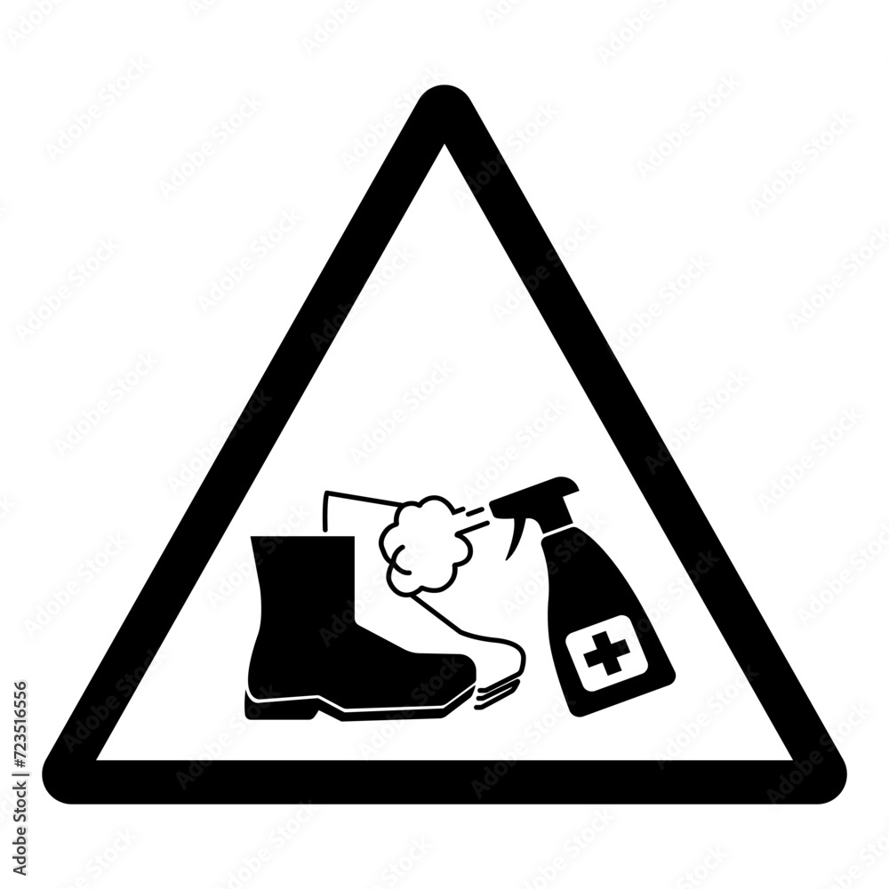 Please Disinfect You Boots Or Shoes Symbol Sign,Vector Illustration ...