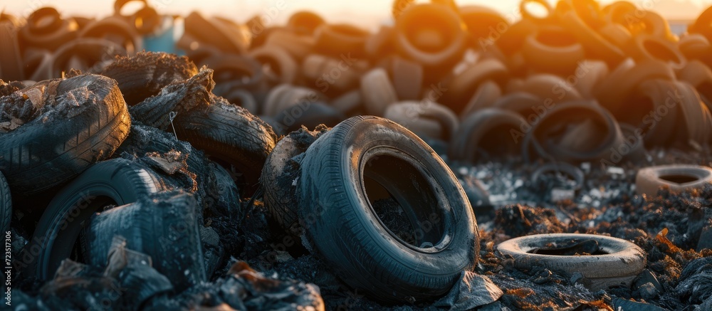 Recycling old tires and reusing waste rubber, while also disposing of ...