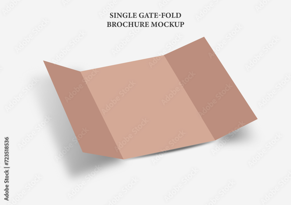 Single open gate fold brochure mockup. blank white background 3d render ...