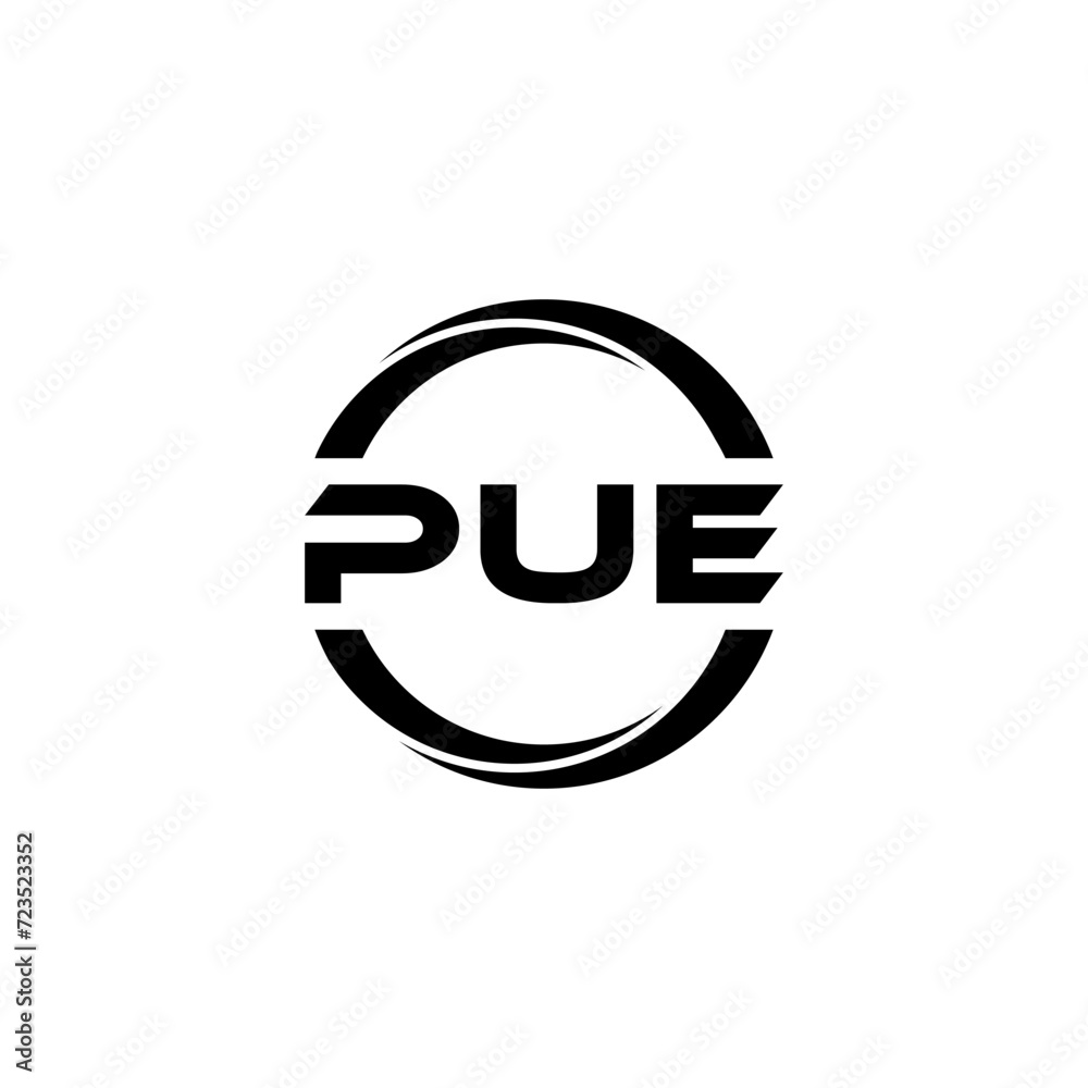 PUE letter logo design with white background in illustrator, cube logo ...