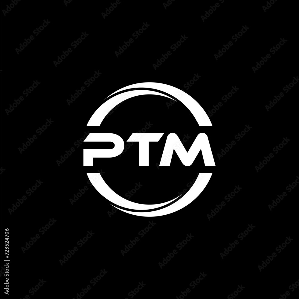 PTM letter logo design with black background in illustrator, cube logo ...