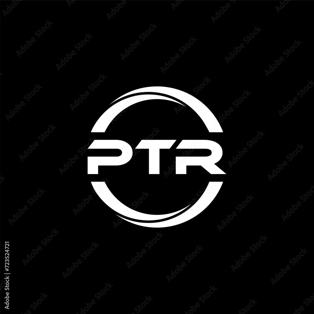 PTR letter logo design with black background in illustrator, cube logo ...