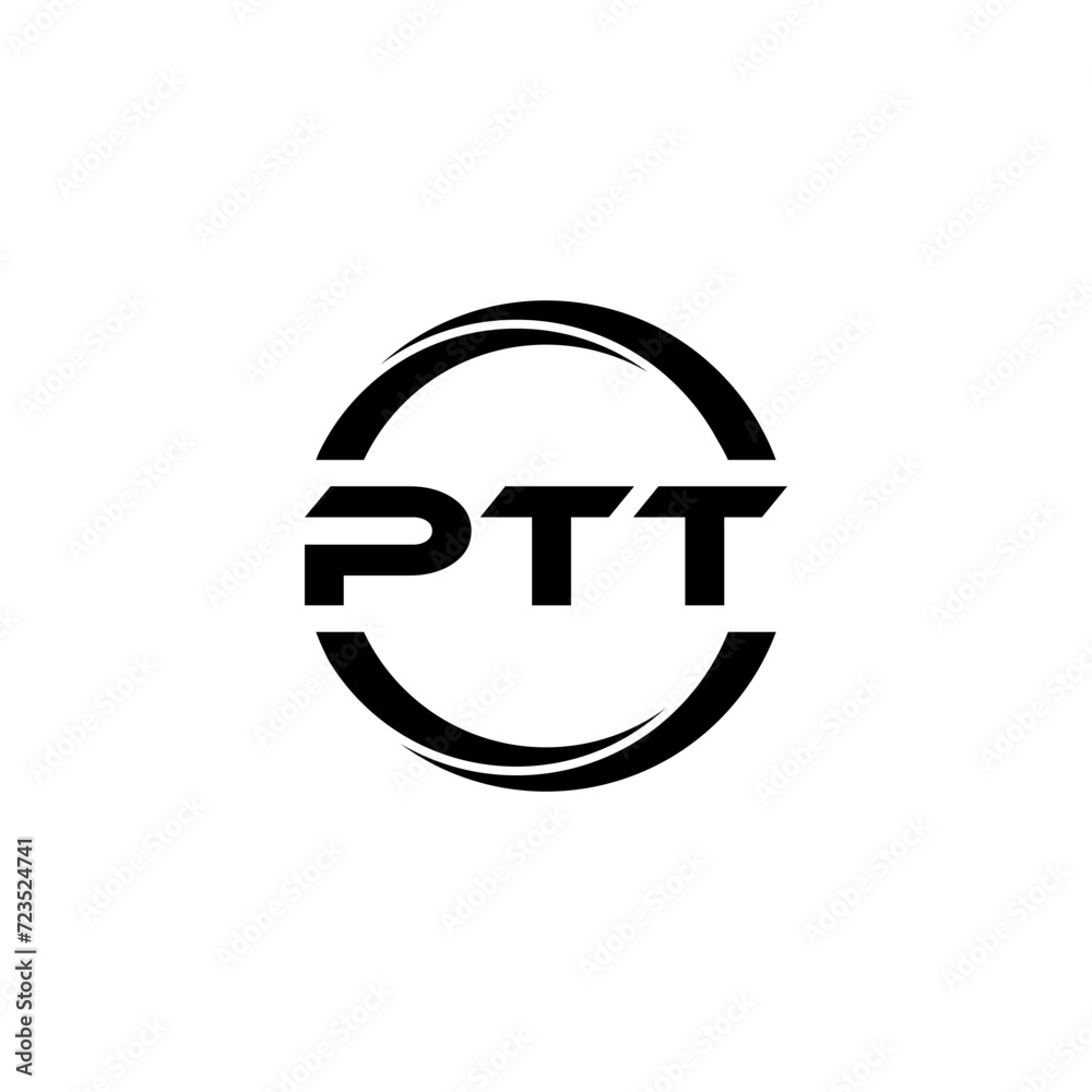 PTT letter logo design with white background in illustrator, cube logo ...