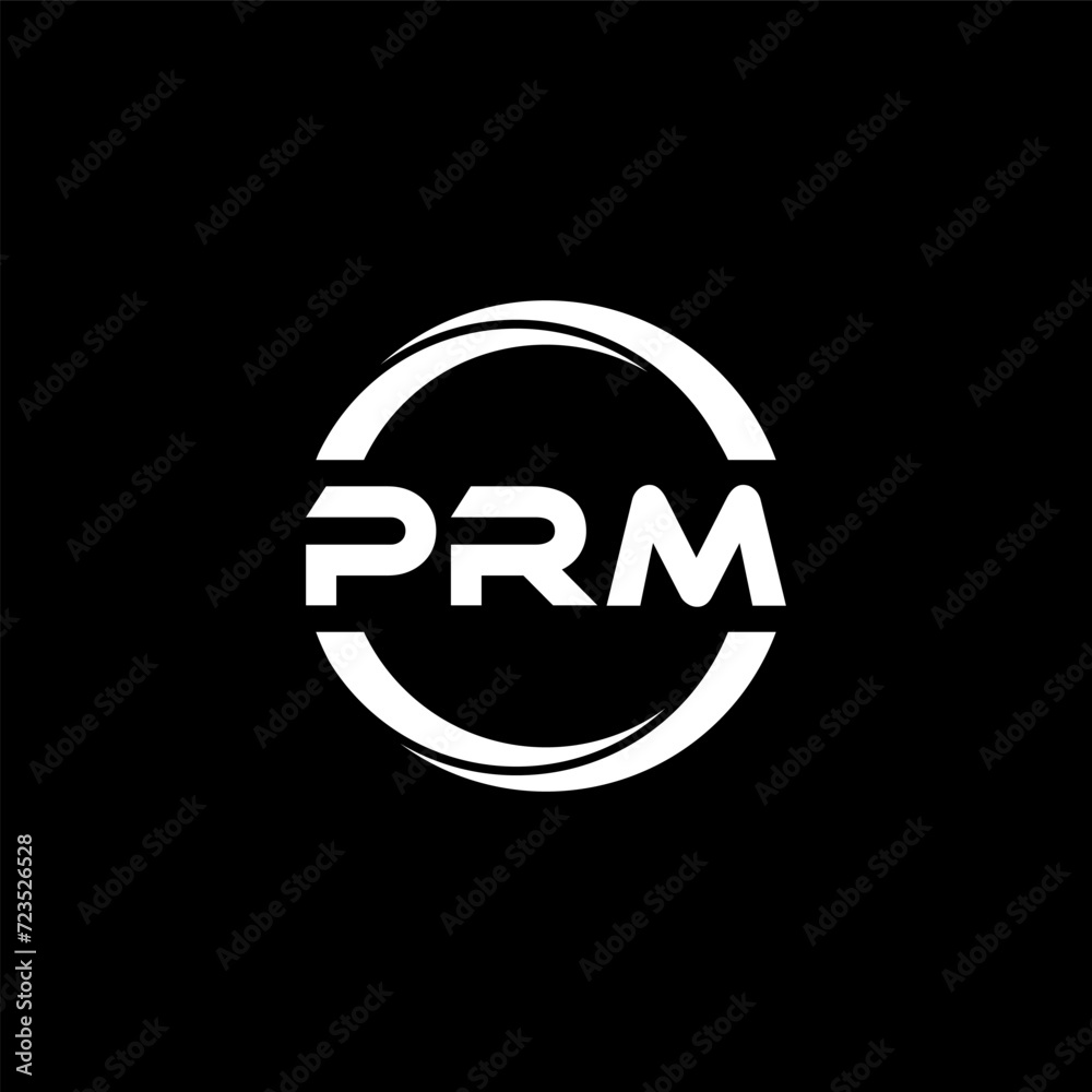 PRM letter logo design with black background in illustrator, cube logo ...