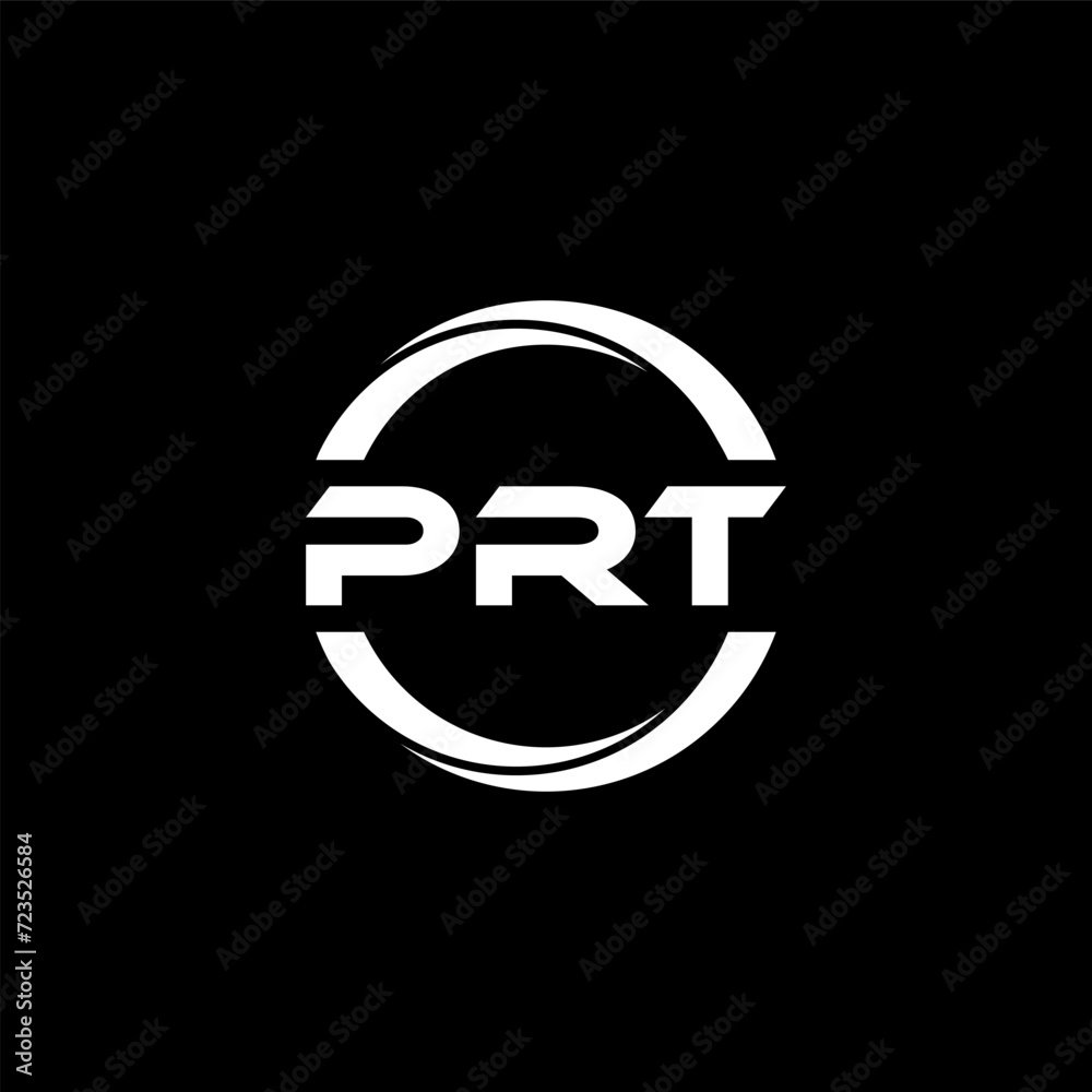 PRT letter logo design with black background in illustrator, cube logo ...