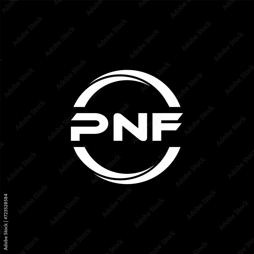 PNF letter logo design with black background in illustrator, cube logo ...