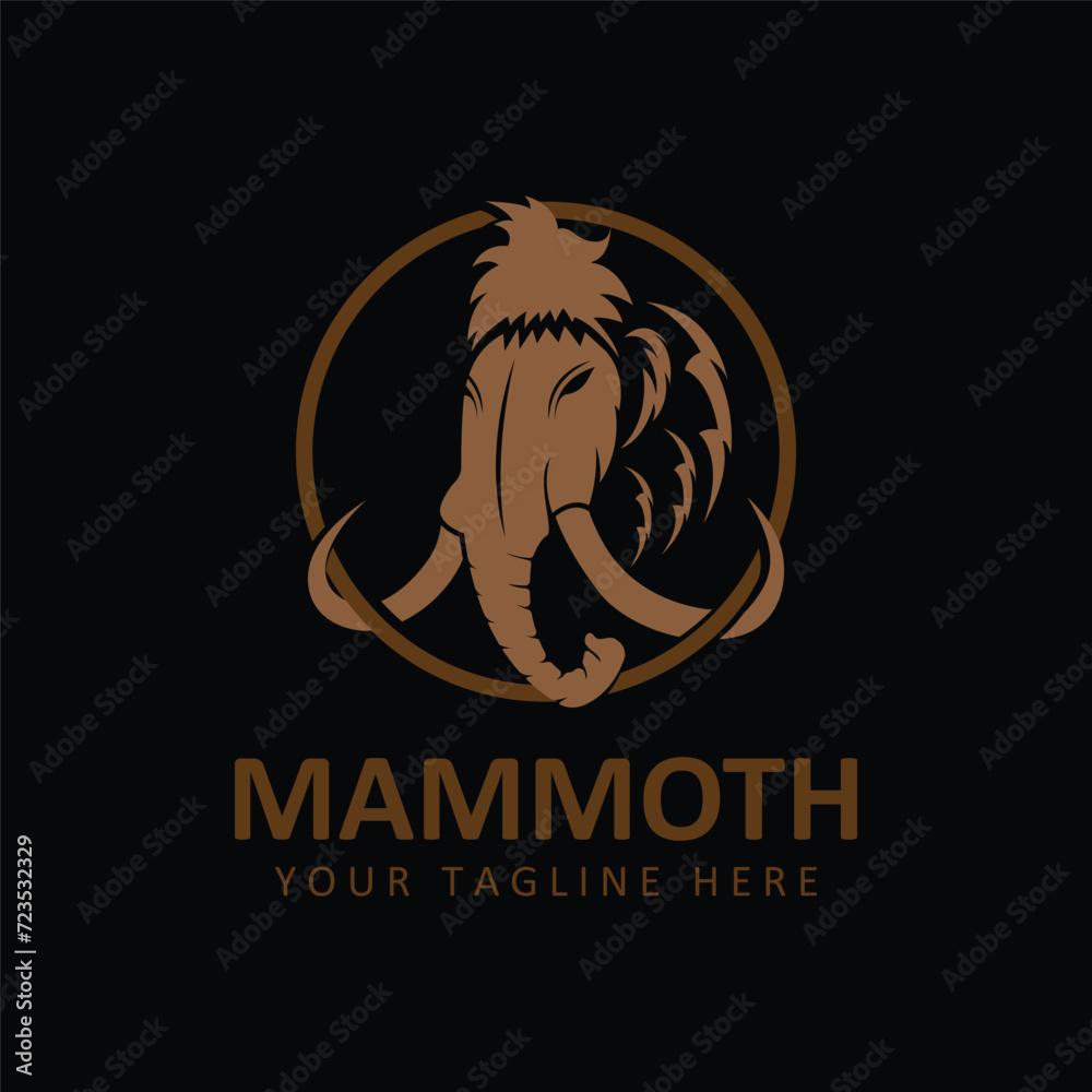 woolly mammoth logo design template with long tusks. Creative and ...