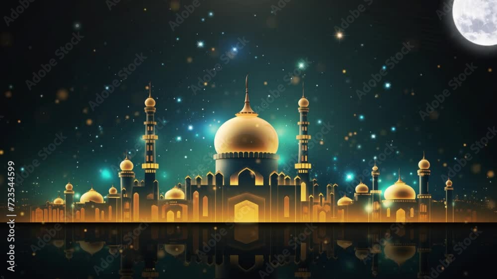 Abstract image of arabic mosque. Ramadan kareem with mosque and moon in ...