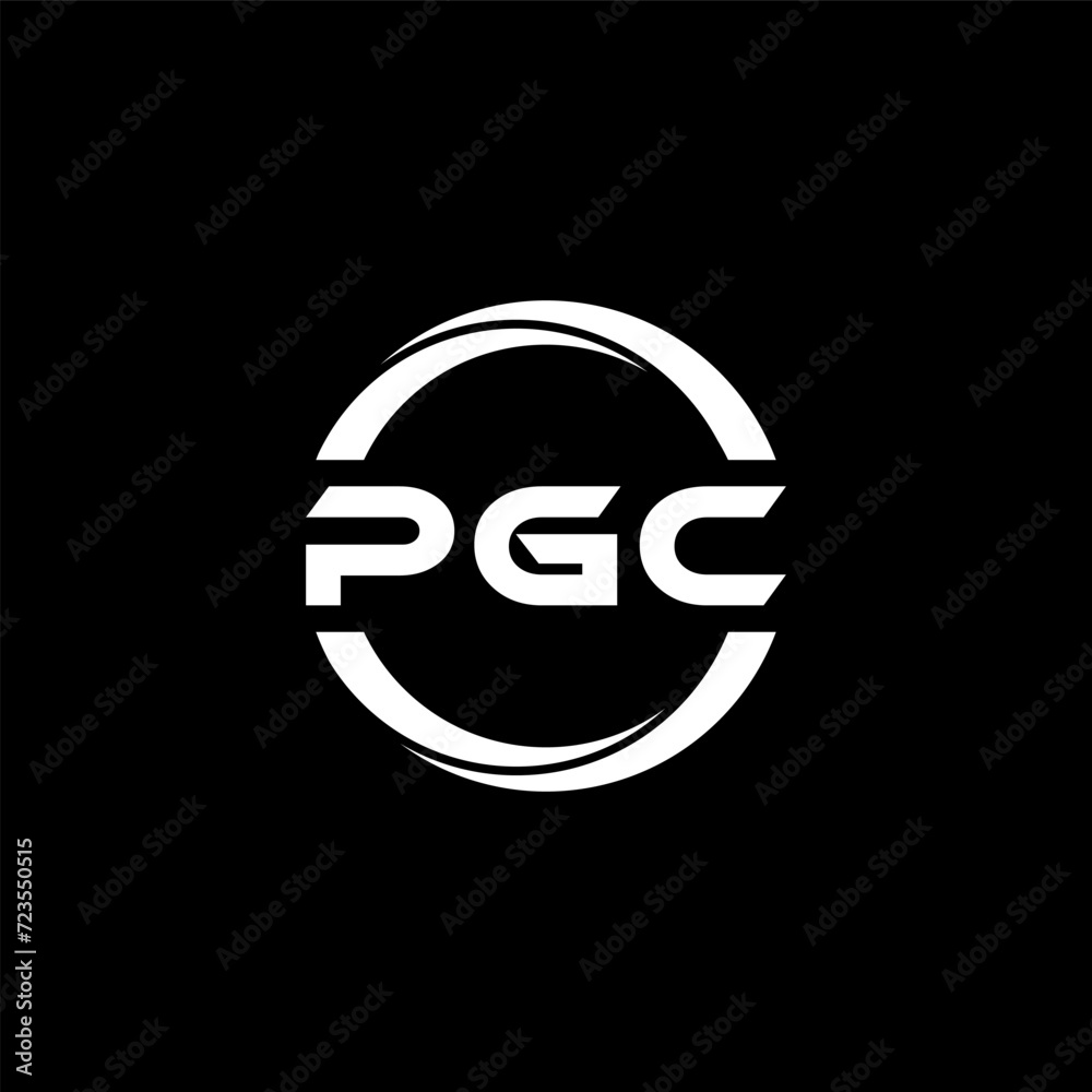 Vecteur Stock PGC letter logo design with black background in ...