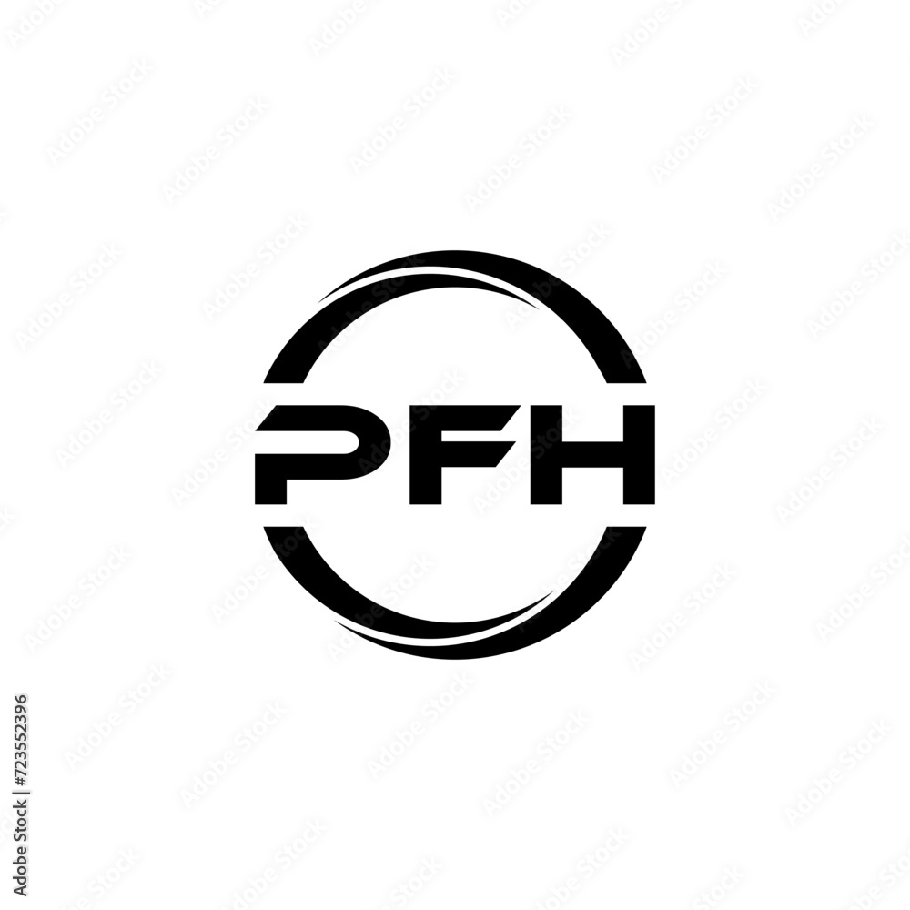 PFH letter logo design with white background in illustrator, cube logo ...