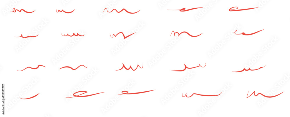 Red brush stroke underline. Marker pen highlight stroke. Vector swoosh ...