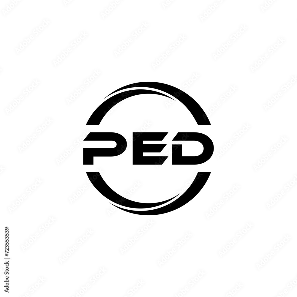 PED letter logo design with white background in illustrator, cube logo ...