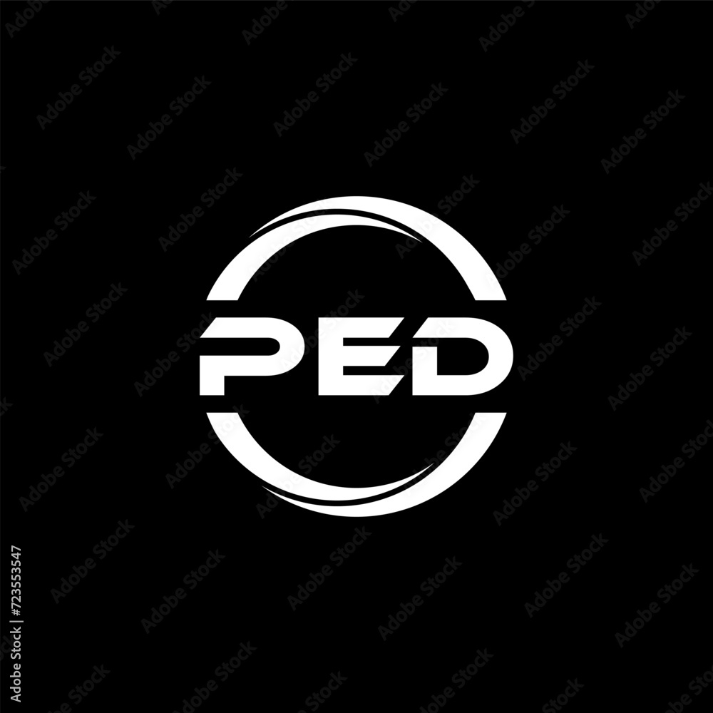 PED letter logo design with black background in illustrator, cube logo ...