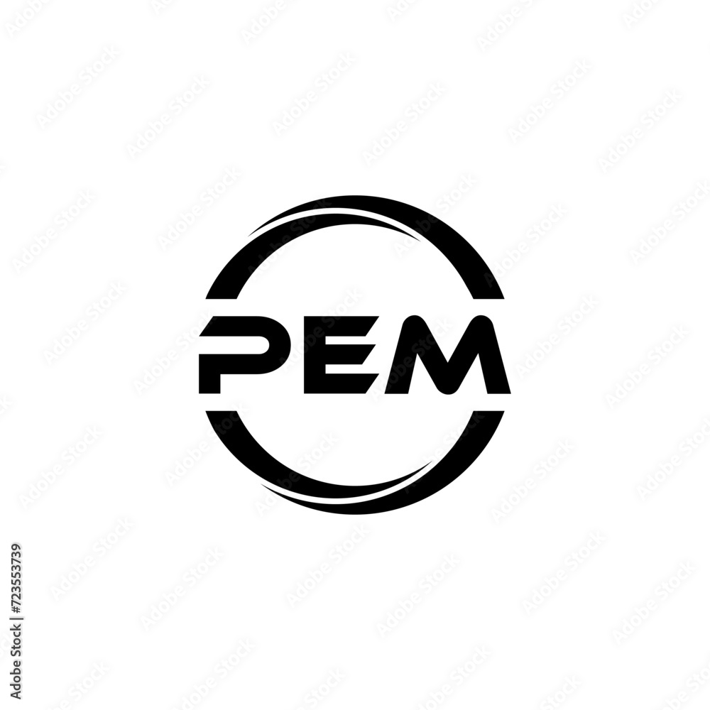 PEM letter logo design with white background in illustrator, cube logo ...