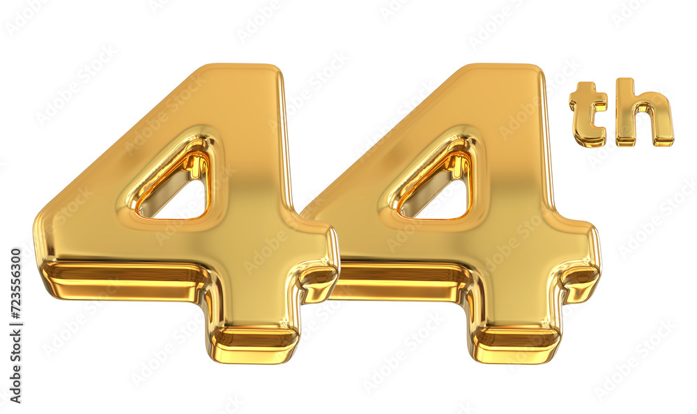 44th Anniversary Gold Number 3d Stock Illustration | Adobe Stock