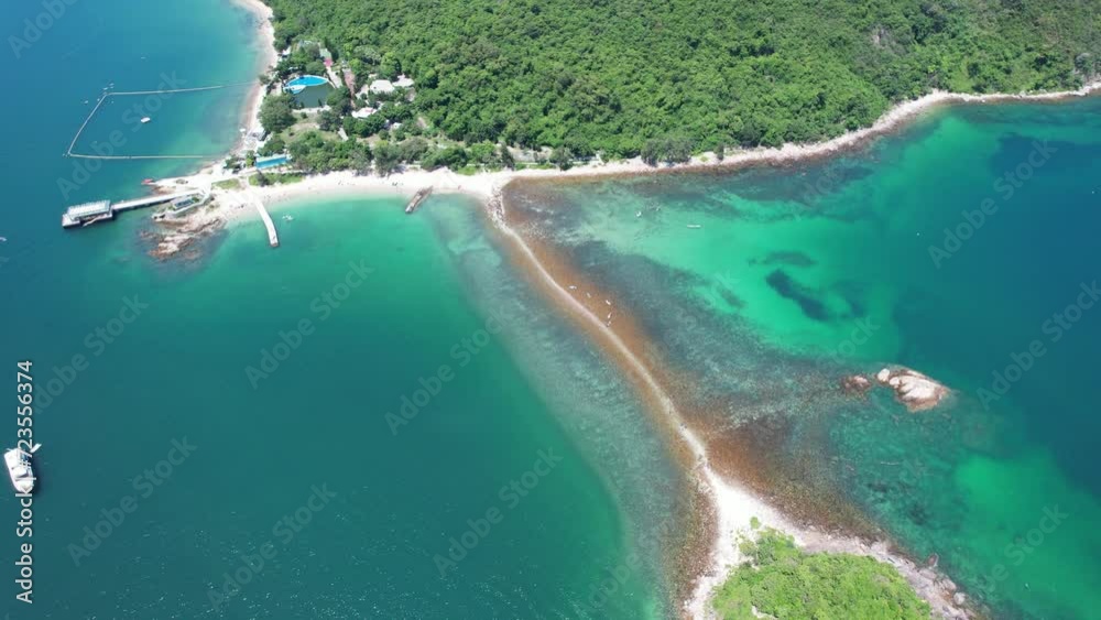 Vidéo Stock Sai Kung Sharp Island Sand Levee, natural beauty and geo ...