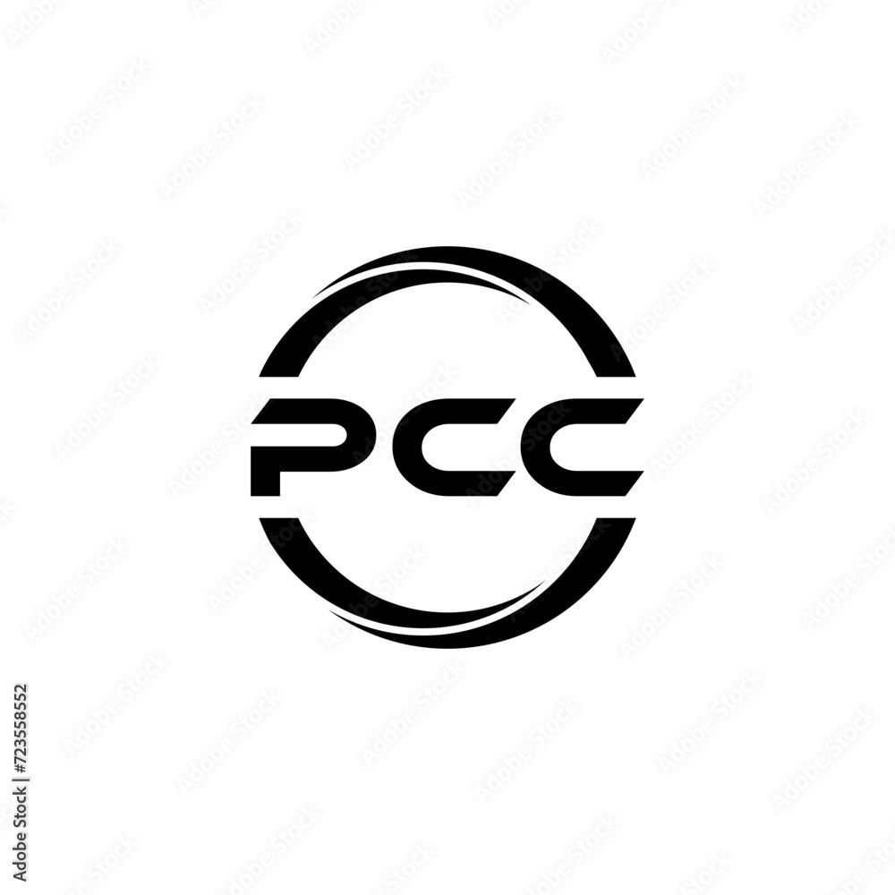 PCC letter logo design with white background in illustrator, cube logo ...