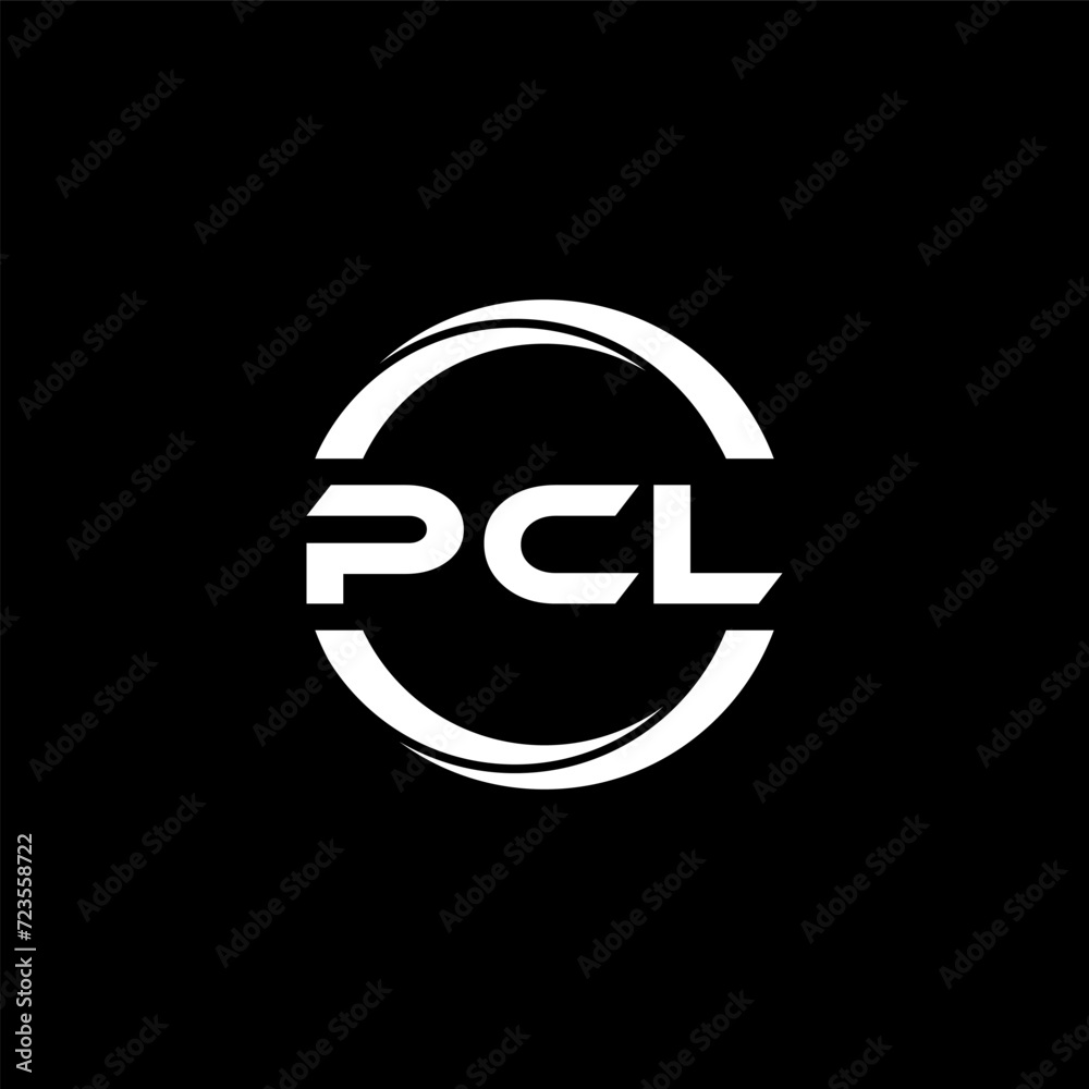 PCL letter logo design with black background in illustrator, cube logo ...