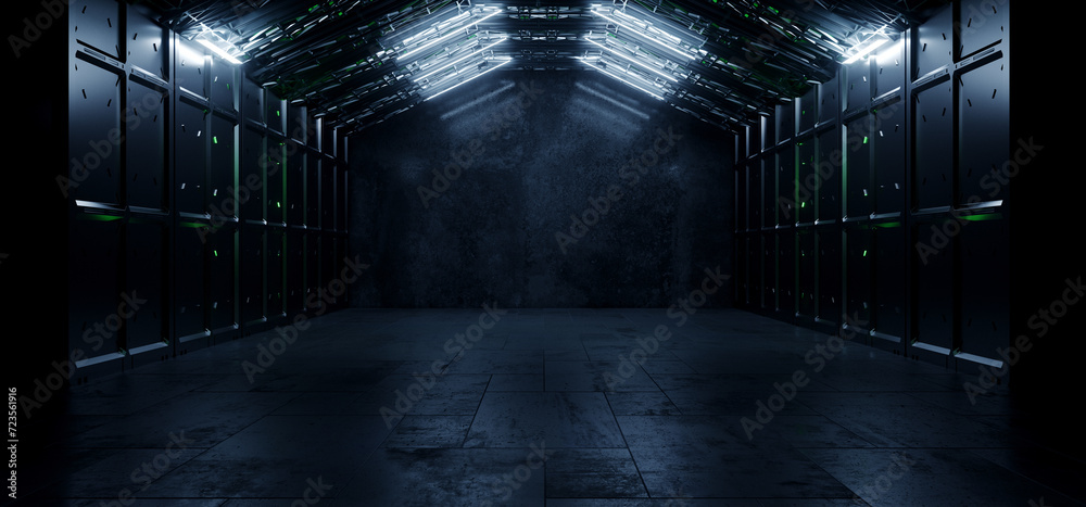 Cyber Sci Fi Underground Alien Metal Spaceship Bunker Tunnel Corridor ...