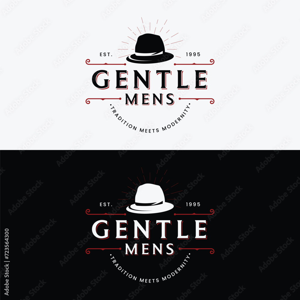 Vintage style masculine gentlemen logo template design.Logo for labels ...