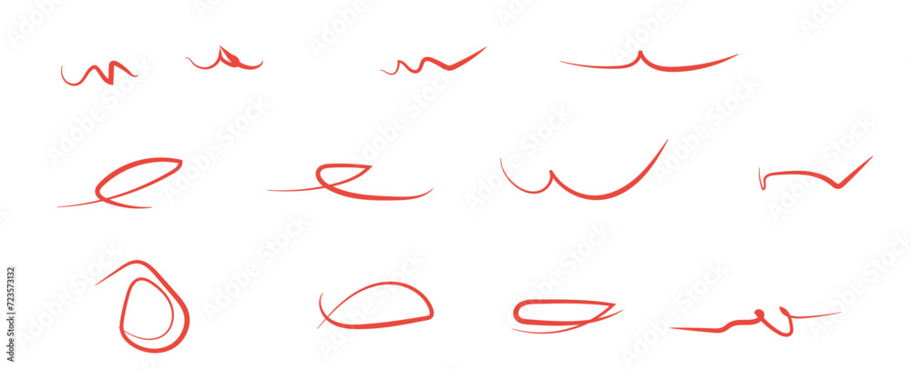 Red brush stroke underline. Marker pen highlight stroke. Vector swoosh ...