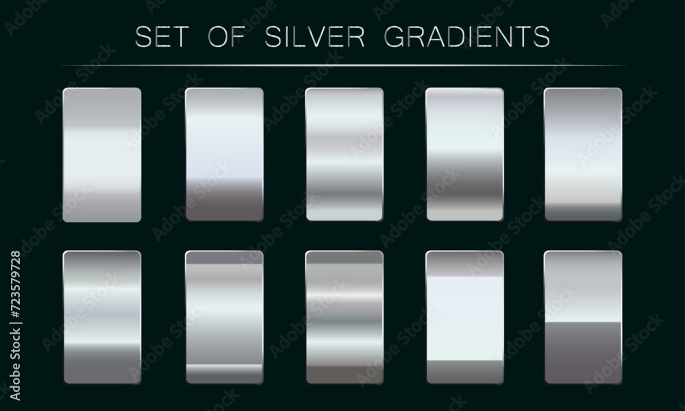 Collection of vector shiny and metallic aluminum gradients for chrome ...