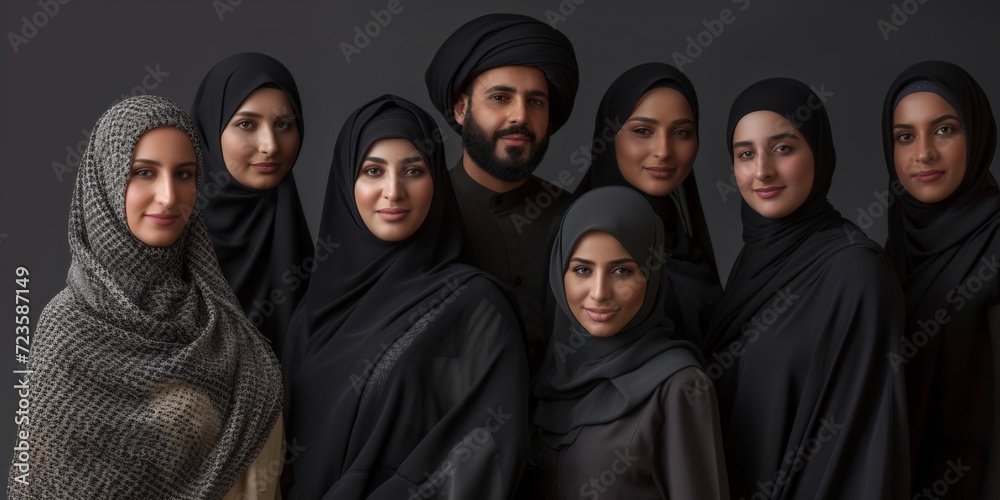 Beautiful arab middle-eastern women with traditional abaya dress and ...
