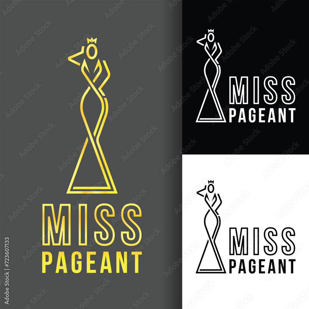 Miss pageant logo - Gold black and white tone The beauty queen pageant ...