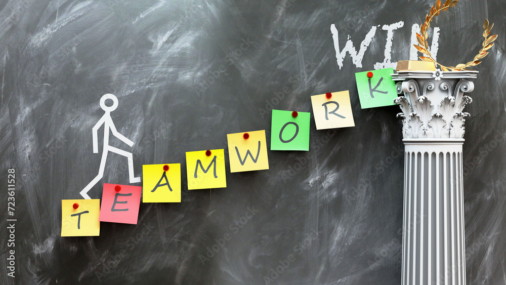 Teamwork leads to Win - a metaphor showing how teamwork makes the way ...