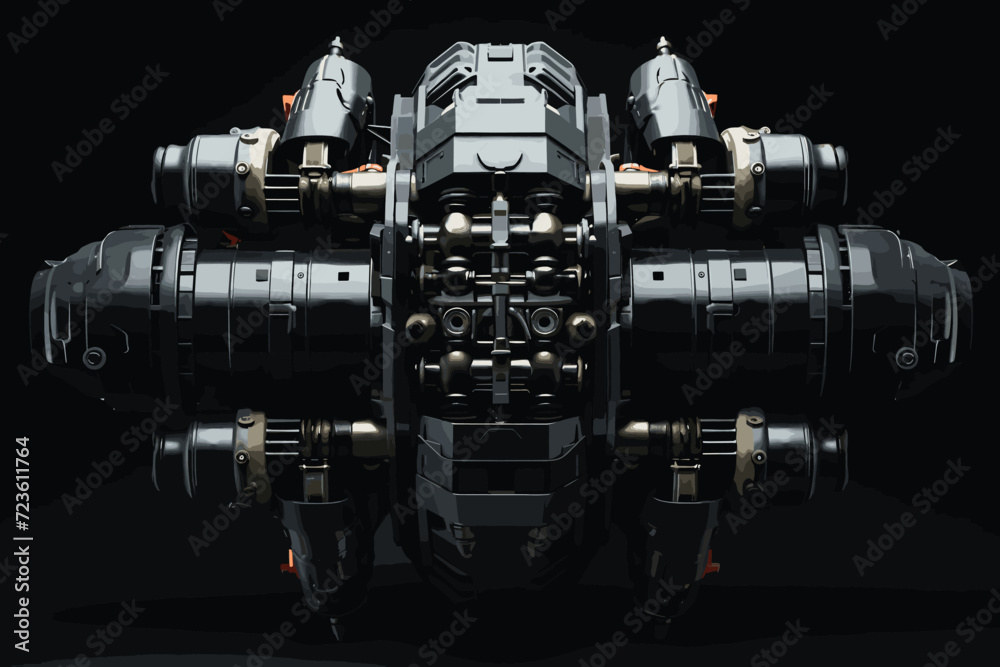 detailed futuristic gunship or flying military drone with heavy wepons ...