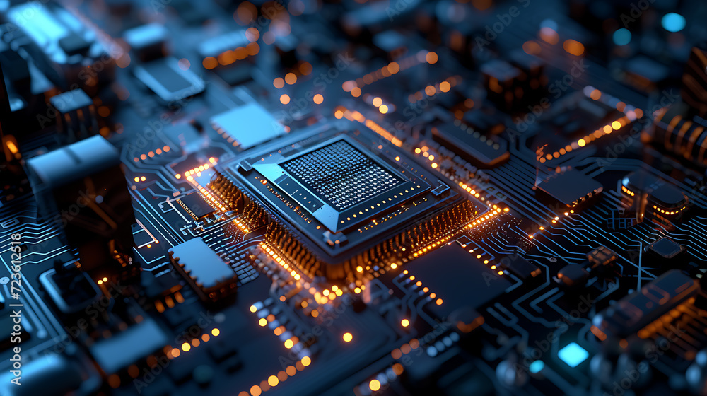 "Futuristic 3D visualization of a quantum computer in full operation ...