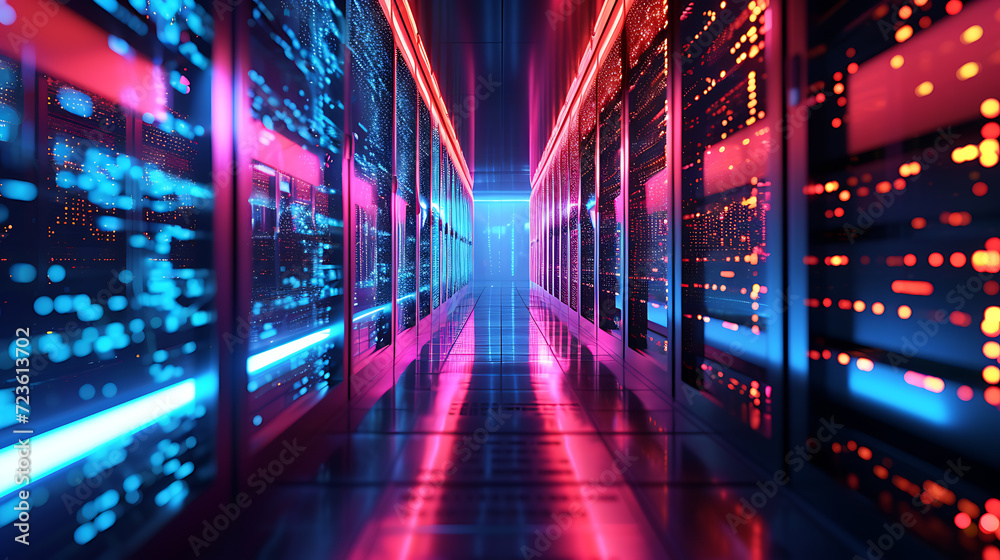 Futuristic 3D depiction of a supercomputer's core, showcasing the raw ...